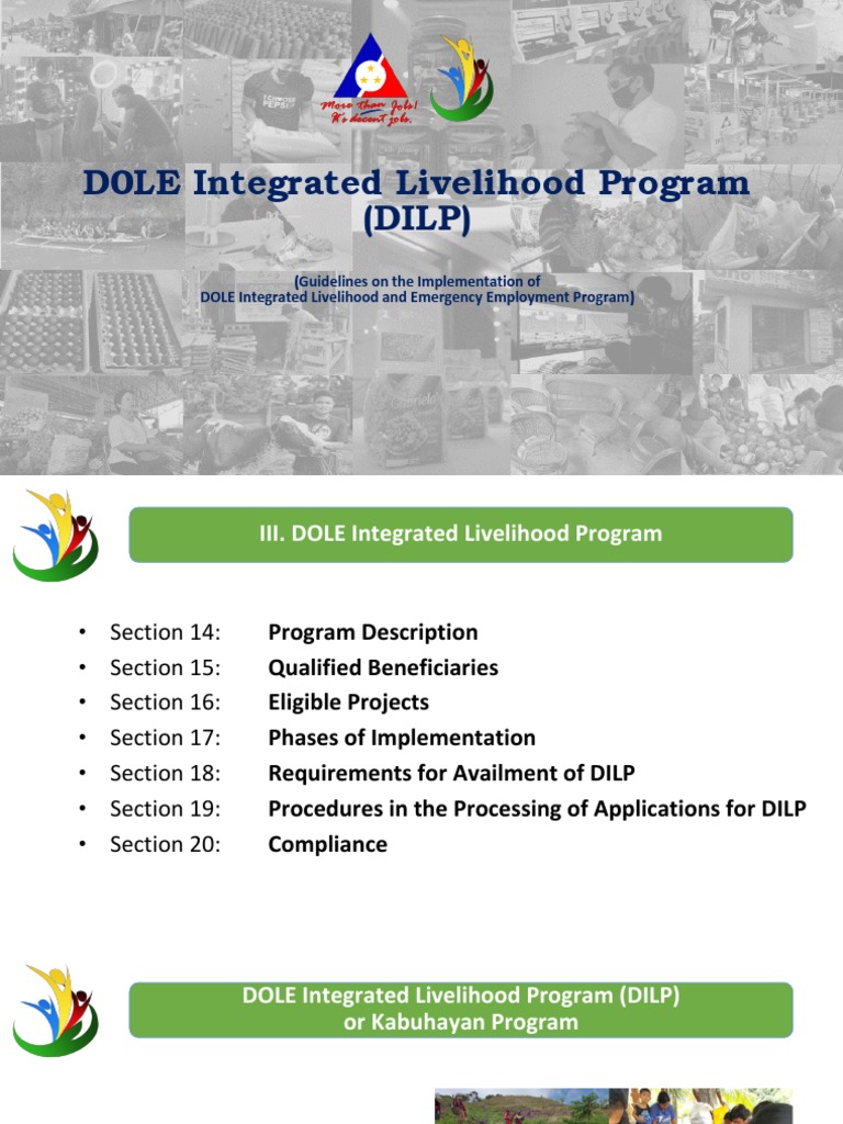D0LE Integrated Livelihood Program (DILP) | PDF | Unemployment Benefits ...