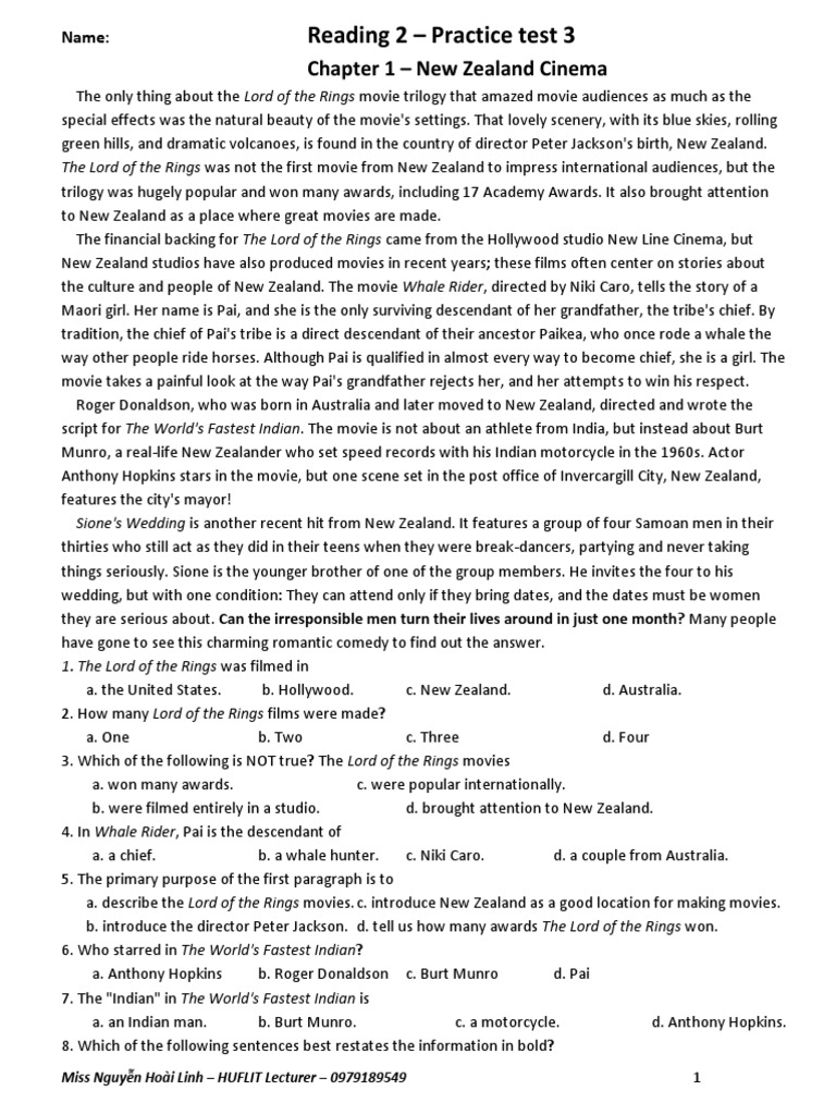 Reading 2 - Practice Test 3 | PDF