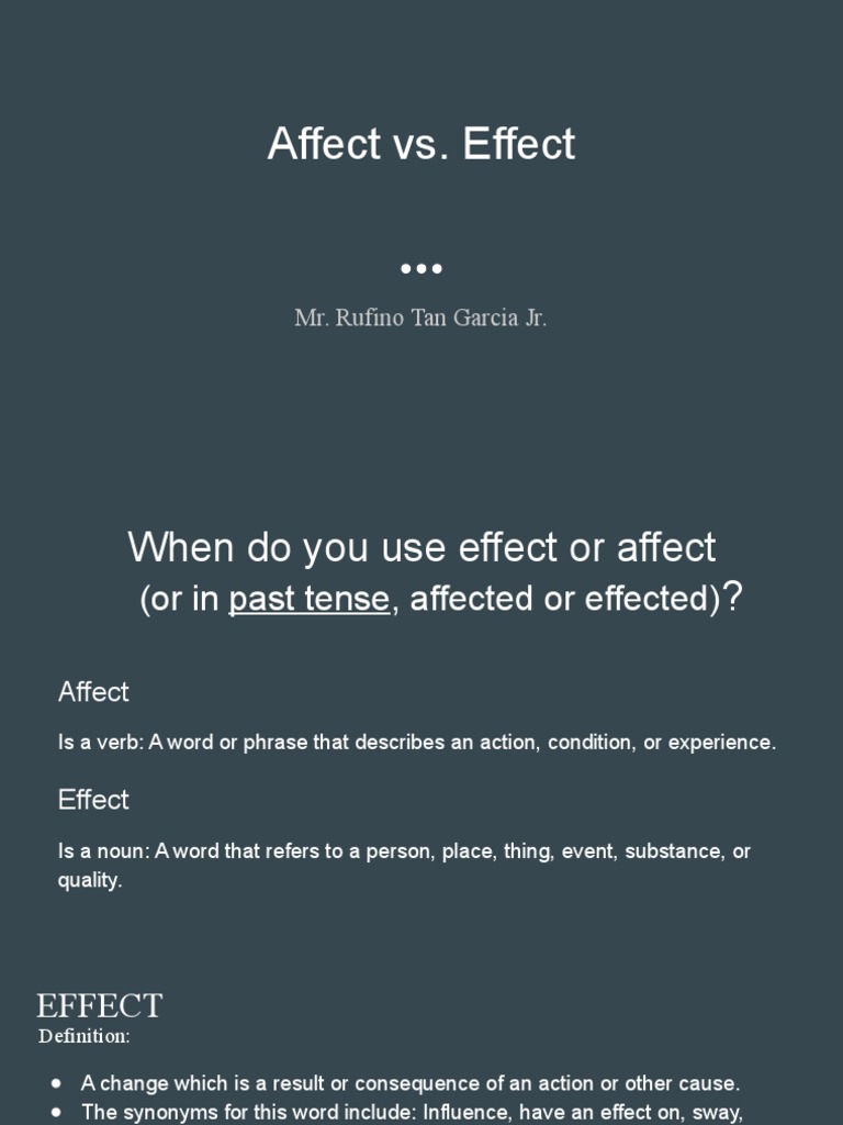 Affect vs. Effect: Usage Guide | PDF | Wellness | Lifestyle