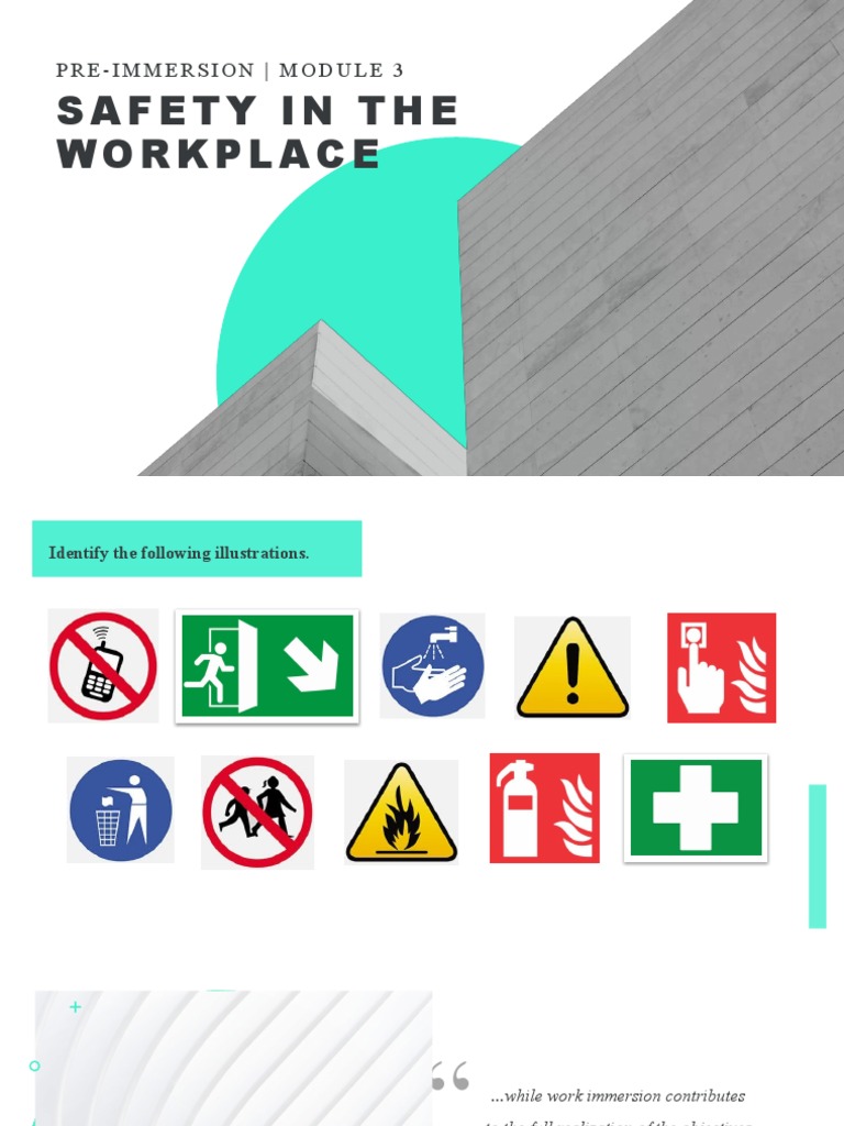 Safety in The Workplace: Pre-Immersion - Module 3 | PDF | Safety | Hazards