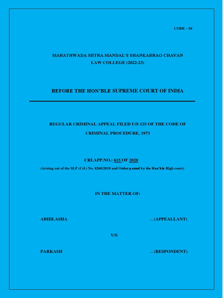 Abhilasa vs. Prakash Appellant Memo | PDF | Appeal | Magistrate