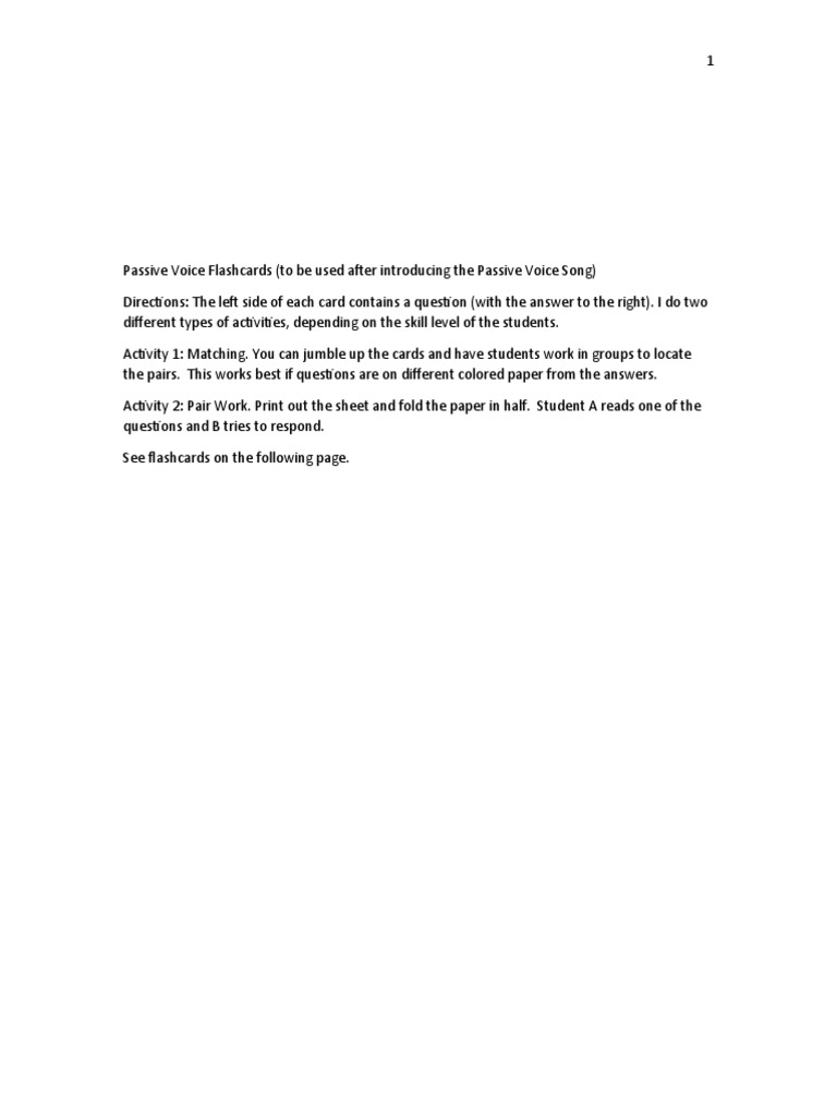 Passive Voice Flashcards Pdf