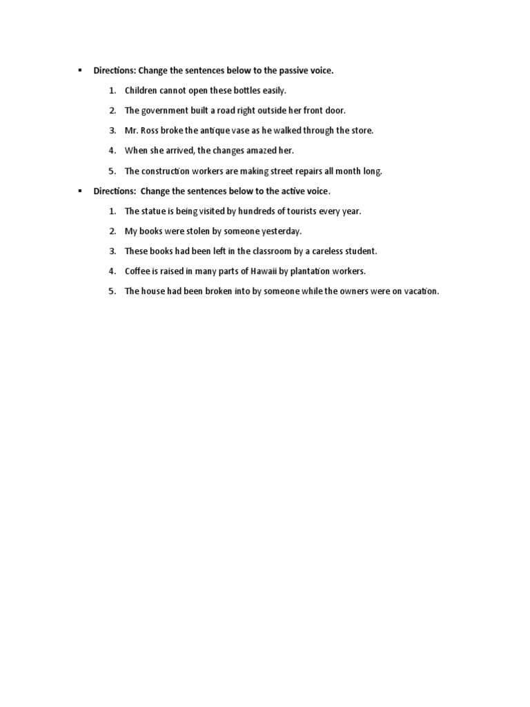 Passive Voice Worksheet | PDF