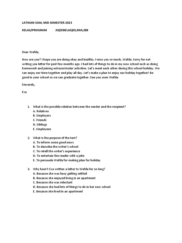 Latihan Soal Mid Semester 2023 Pdf