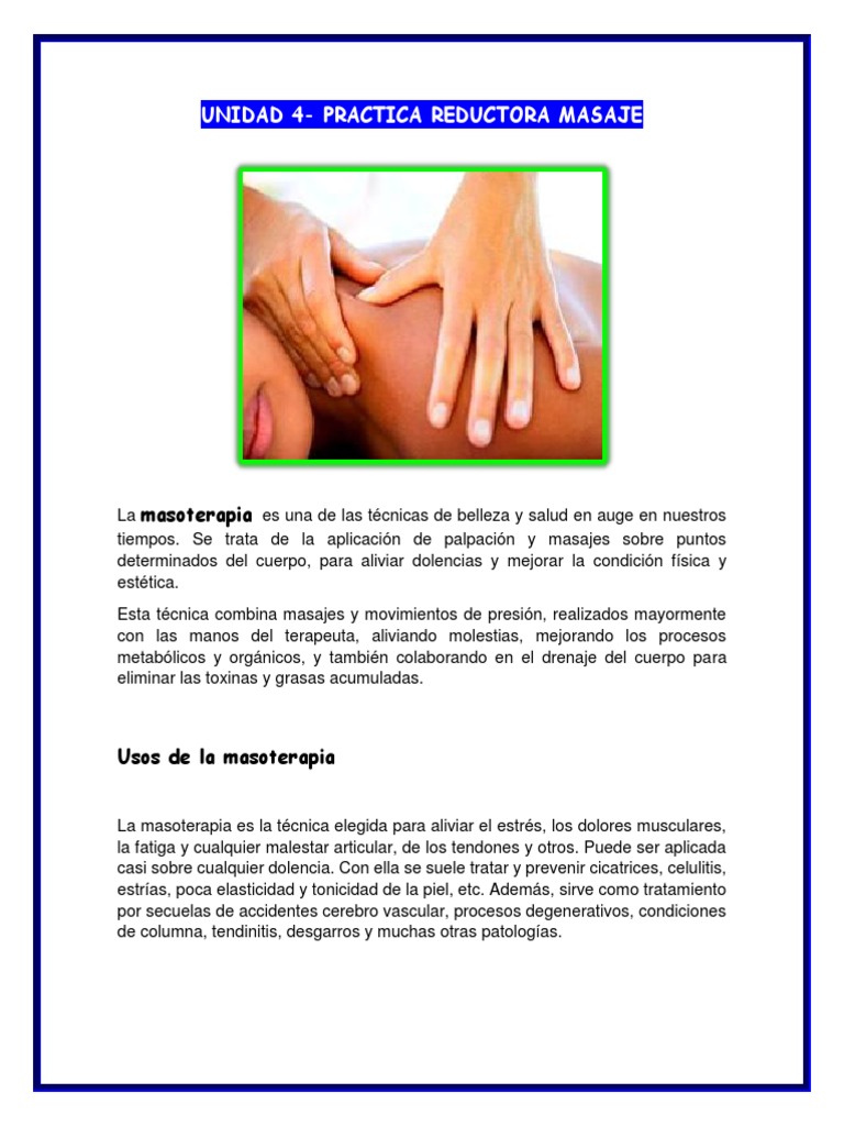 Modulo 4 Practica Reductora | PDF | Masaje | Tejido adiposo