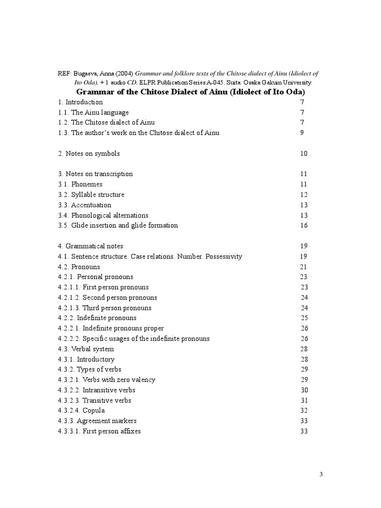 Grammar of The Chitose Dialect of Ainu (PDFDrive) | PDF | Syllable ...