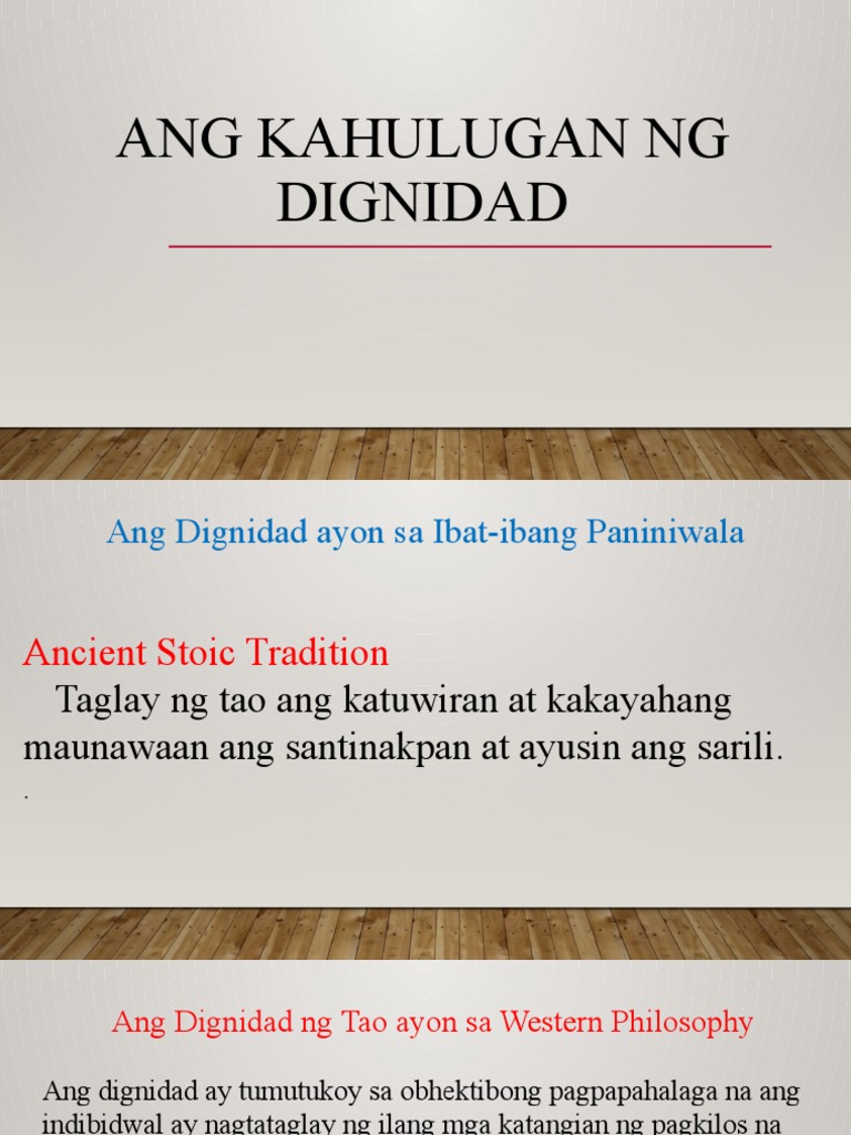 Ang Kahulugan NG Dignidad | PDF