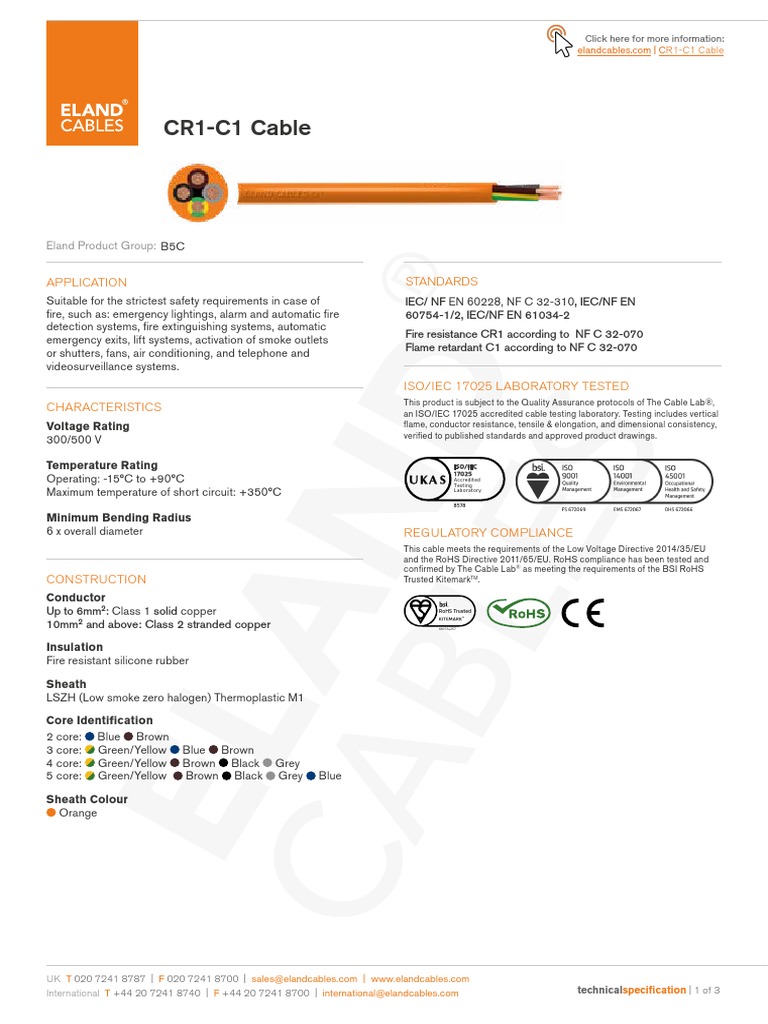 cr1 c1 Cable | PDF | Electrical Conductor | Manufactured Goods
