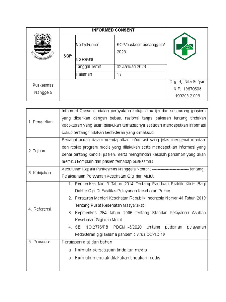 Sop Informed Consent | PDF