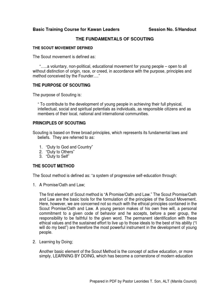 The Fundamentals of Scouting: Defining the Scout Movement, Its Purpose ...