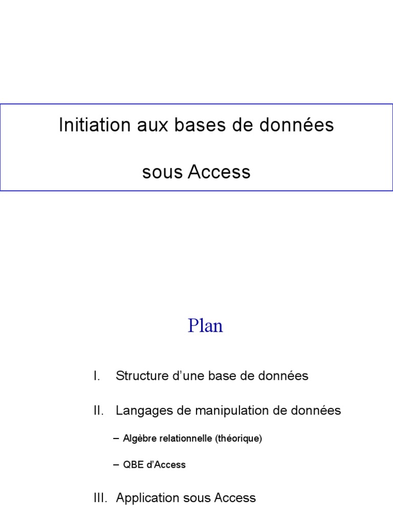 Initiation Aux BD Access | PDF | Bases de données | Microsoft Access