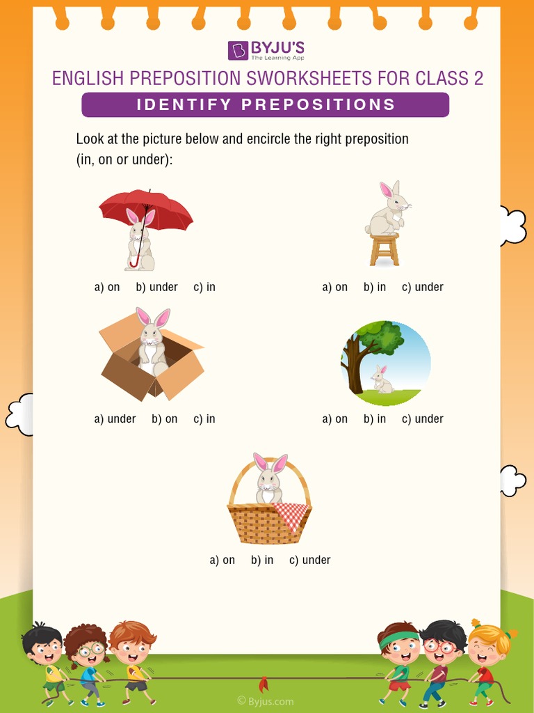Preposition Worksheets For Grade 2 | PDF