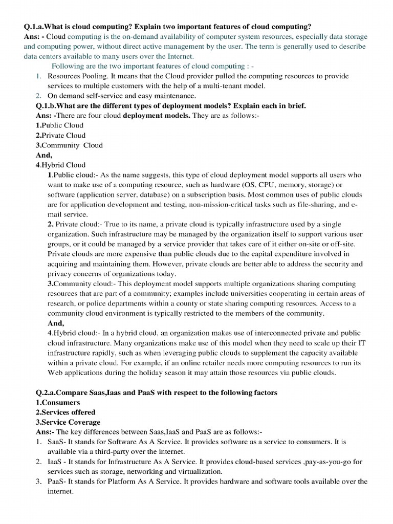 Cloud Computing Notes PDF | PDF