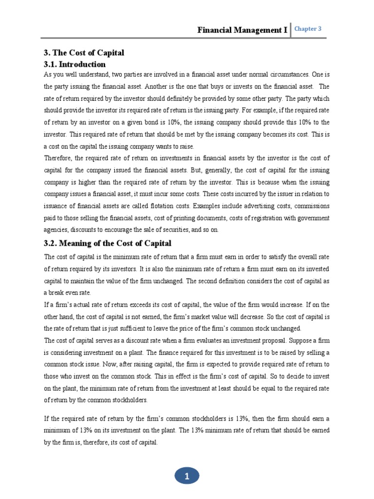 FM Chapter 3.new-1 | PDF | Cost Of Capital | Financial Capital