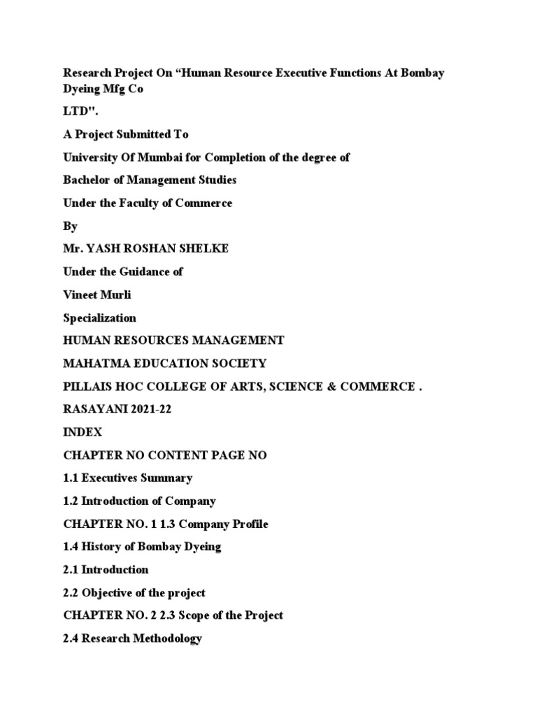 Research Project On | PDF | Human Resources | Textiles