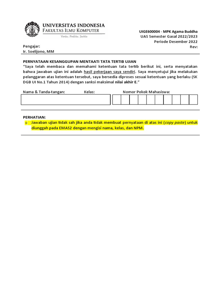 Borang Cover Template | PDF