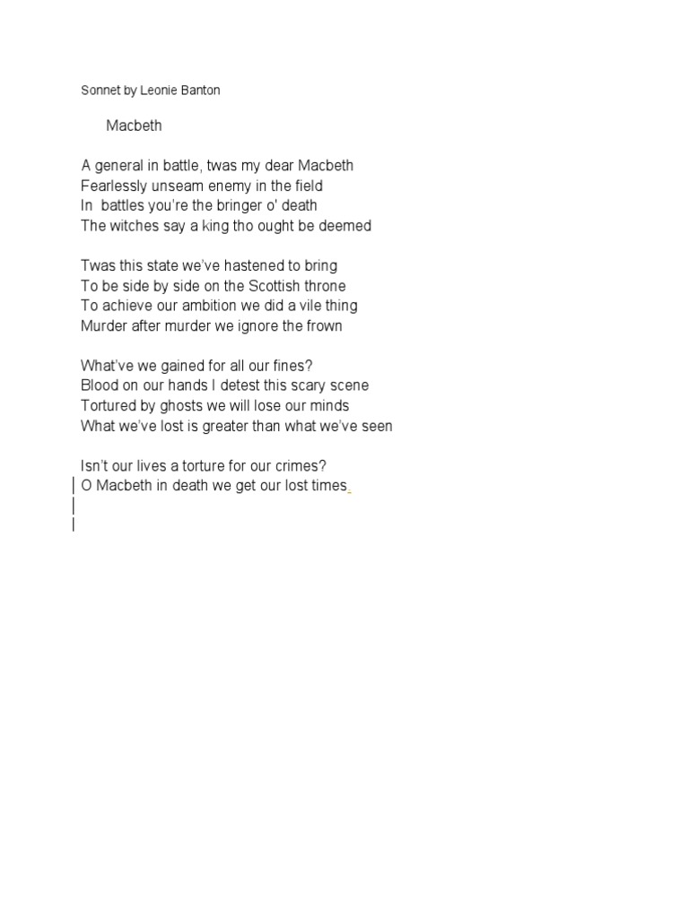 Sonnet - Macbeth | PDF
