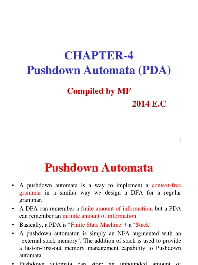 Ch 4 Pda 1 Pdf Theoretical Computer Science Theory Of Computation