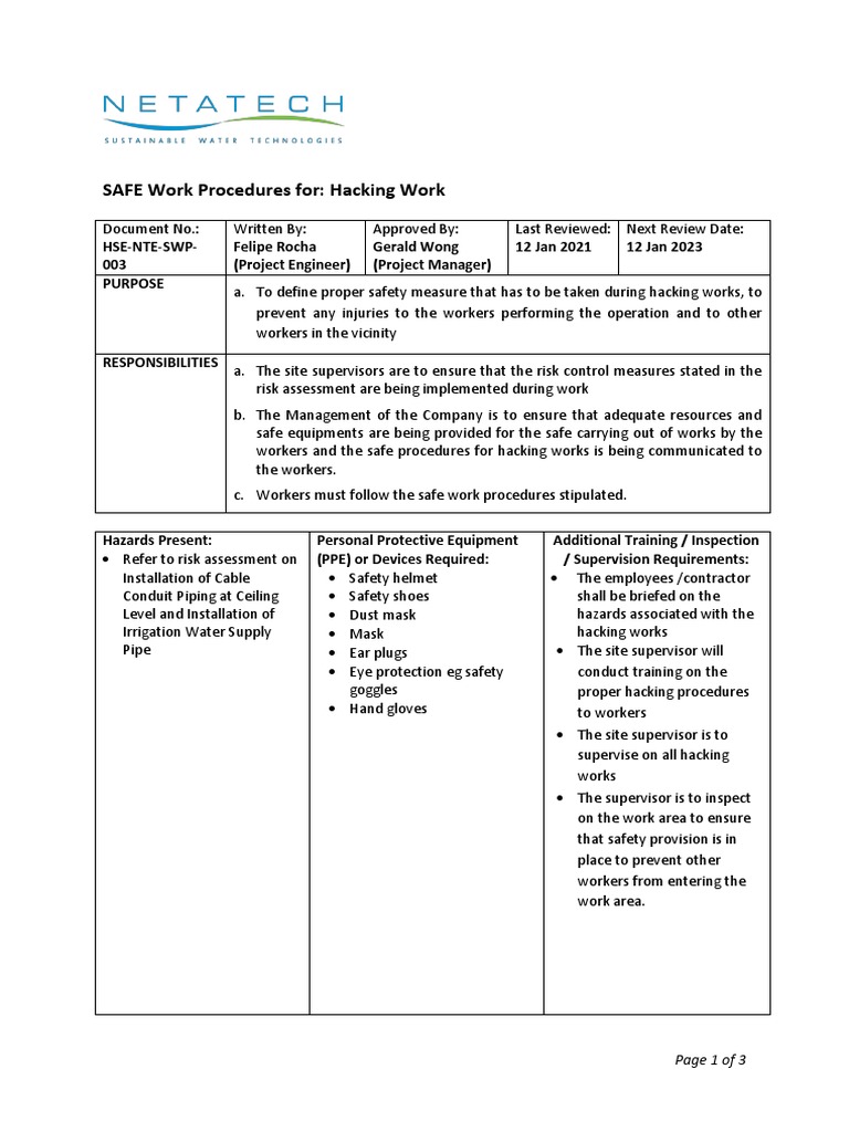 SWP 03 - Hacking Works | PDF | Personal Protective Equipment | Emergency