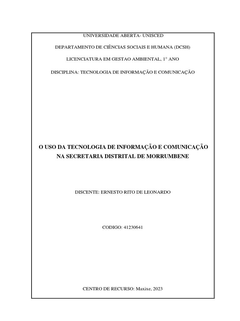 Teste 3 TIC - Ernesto Leonardo | PDF | Administração pública ...