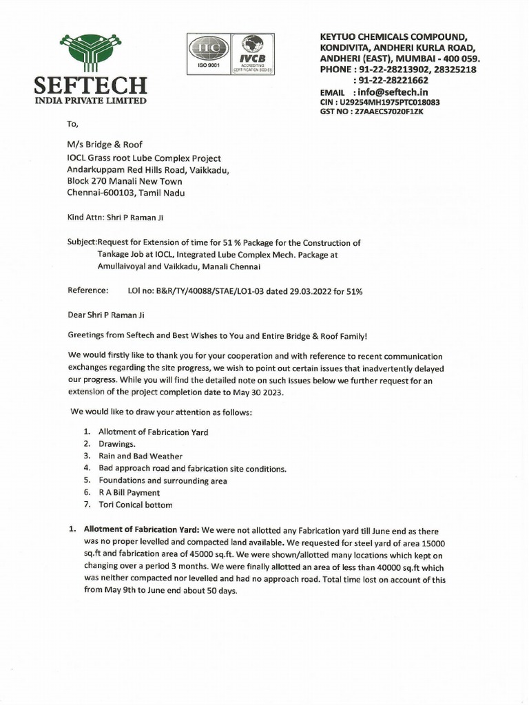 Letter For Extension B R PDF | PDF