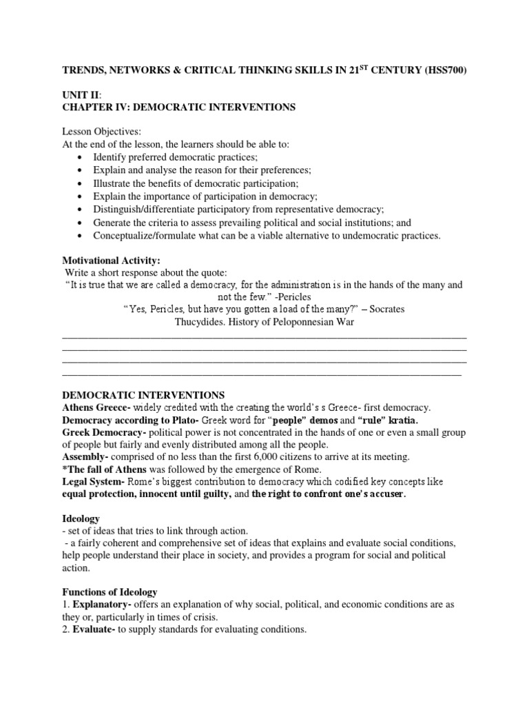 Chapter 4 Democratic Interventions | PDF | Democracy | Political Ideologies