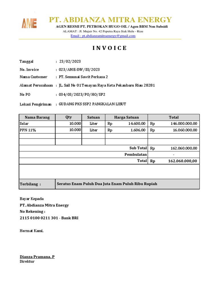 INVOICE PT. Semunai 2 023 | PDF