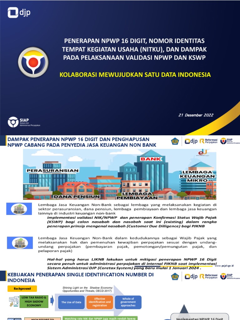Bahan Rapat Pembahasan Dampak NPWP 16 Digit_IKNB OJK | PDF