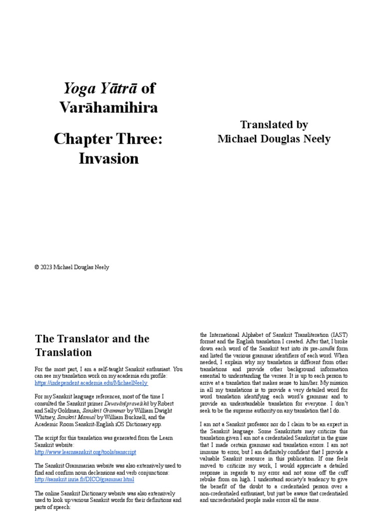 Yoga Yatra of Varahamihira Chapter Three PDF | PDF | Grammatical Gender ...