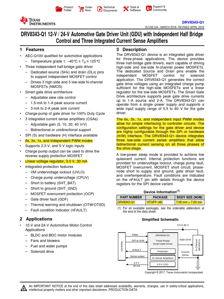 drv8343 q1 | PDF | Field Effect Transistor | Mosfet