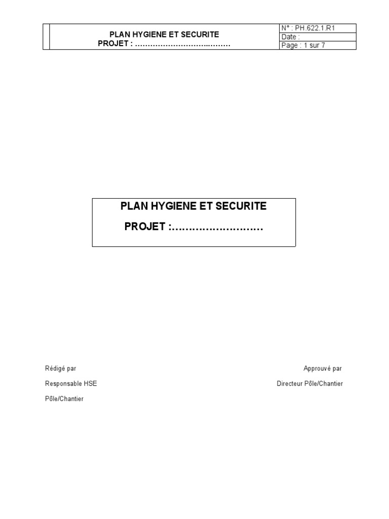 Modèle PHS - PLAN HYGIENE ET SECURITE | PDF | Sécurité | Santé et ...