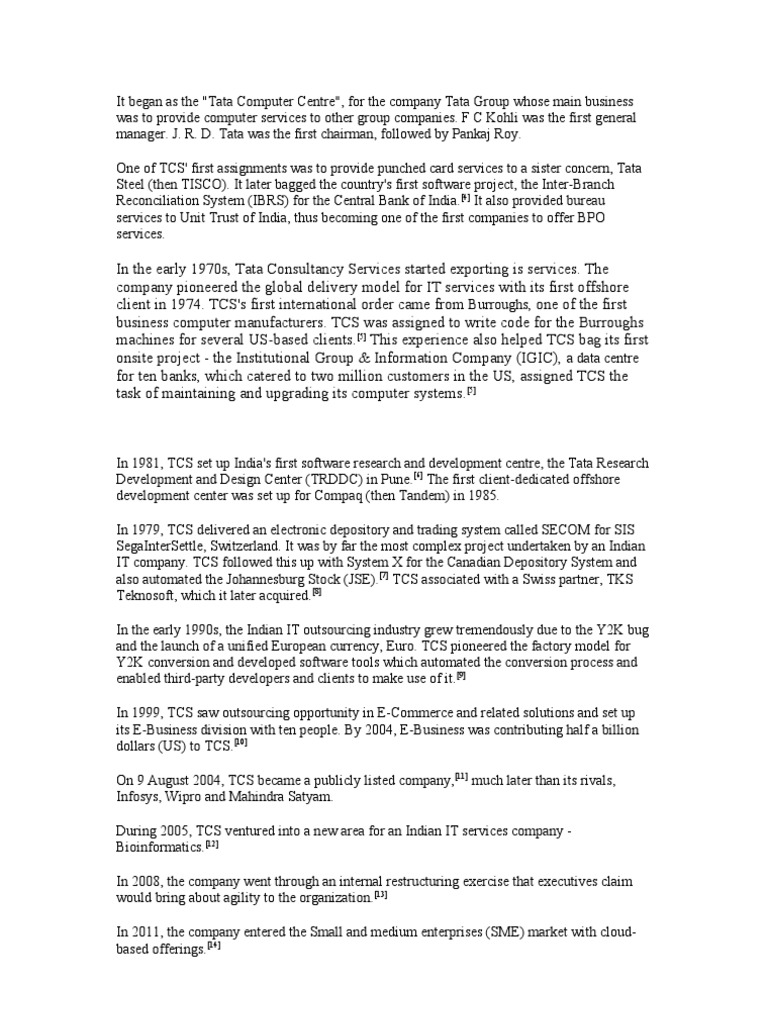 History and Clients of TCS | PDF | Computers