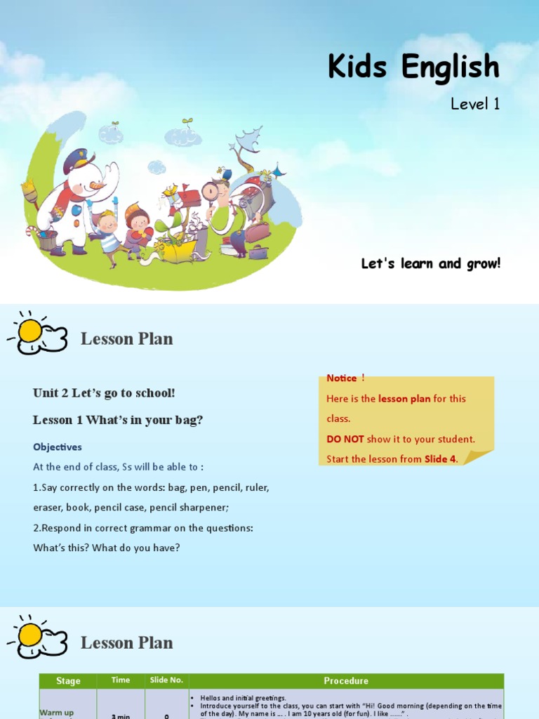 What's in Your Bag? Lesson Plan | PDF | Pencil | Learning