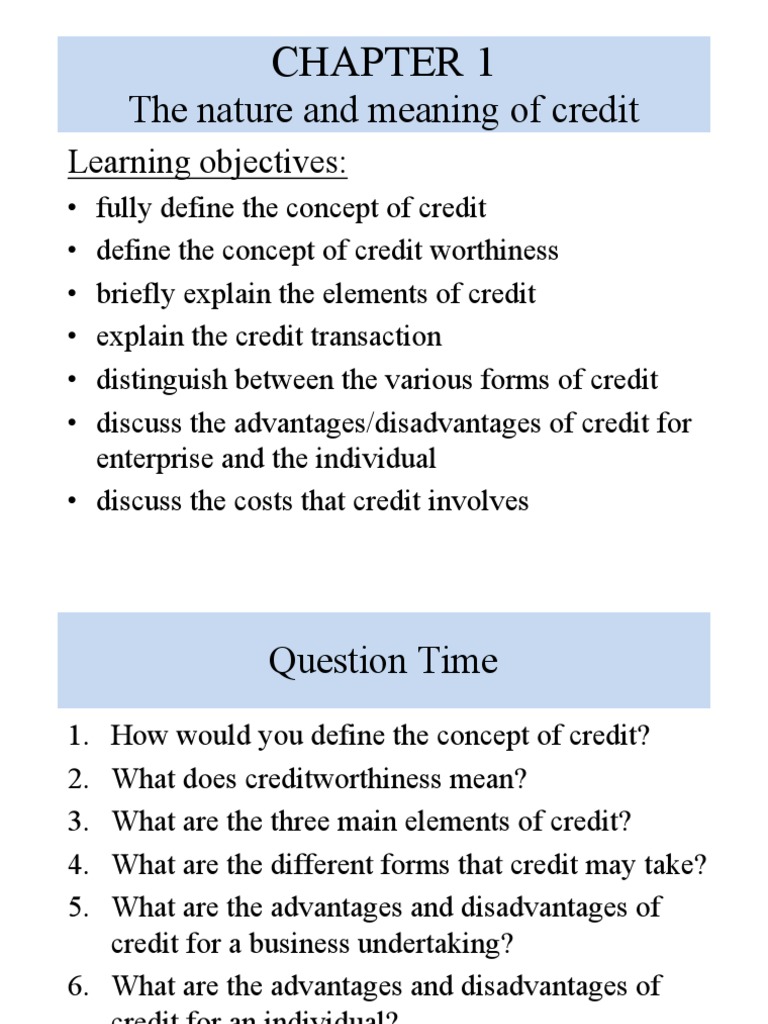 CRC11A1 Chapter 1 | PDF | Credit | Finance & Money Management