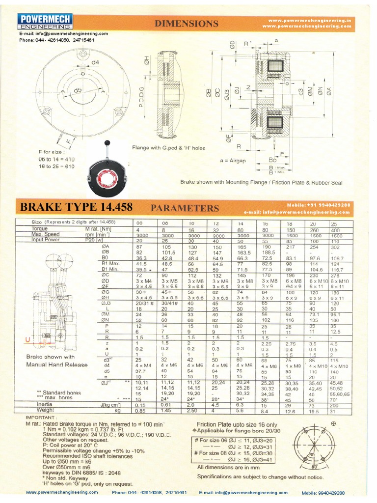 EMCO Electromagnetic Spring Loaded Disc Brake Types PDF | PDF
