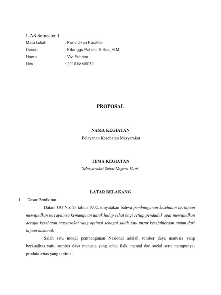 Proposal Kesehatan Masyarakat Uas PDF | PDF | Pengembangan Diri | Kesehatan Holistik