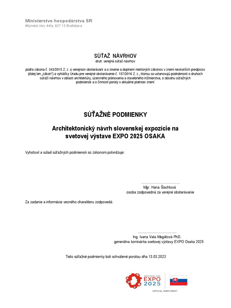 Sutazne Podmienky Expo 2025 Osaka | PDF