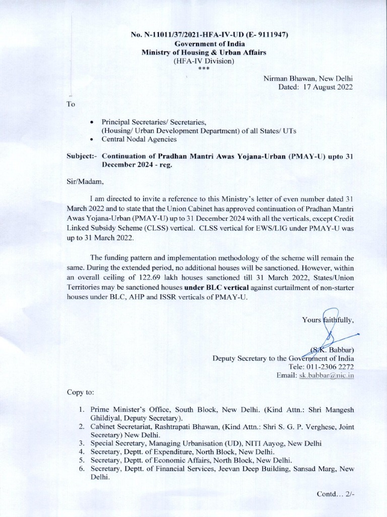 PMAY Letter PDF | PDF