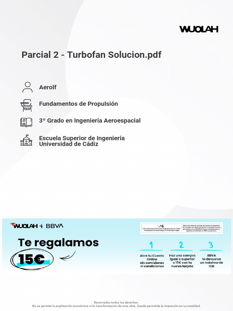 Parcial 2 - Turbofan Solucion PDF | PDF | Propulsión de naves espaciales | Boquilla