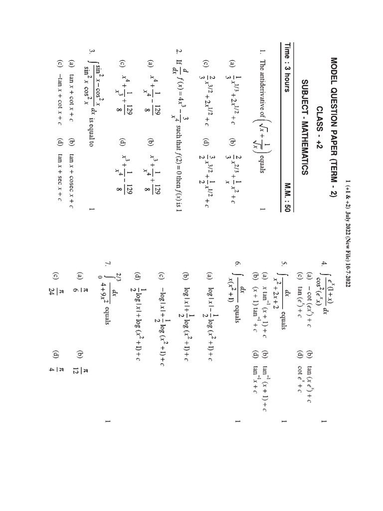 MQP 12 Math 14 Nov 2022 PDF | PDF