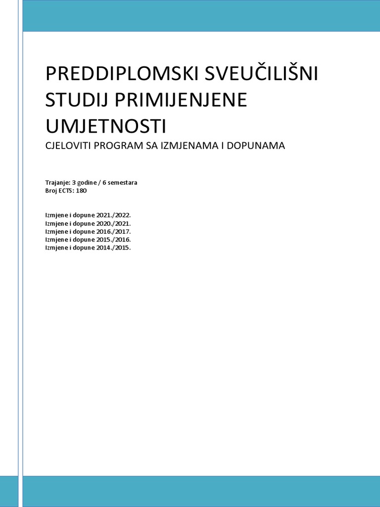 Primijenjena Umjetnost - Preddiplomski - 2022 PDF | PDF