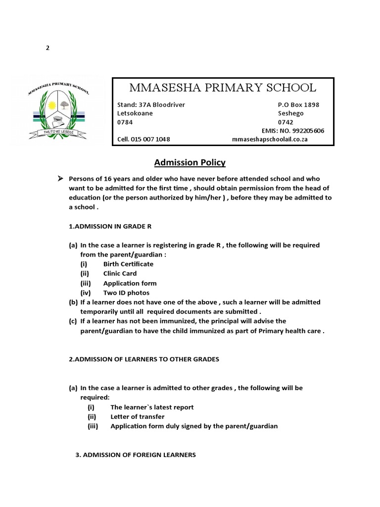 Mmasesha Primary School Policies | PDF | Payments | Receipt