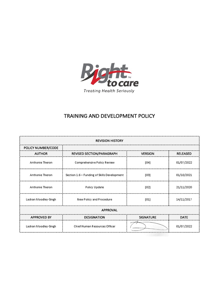 Training and Development Policy - Version 4 - Final | PDF | Employment | Performance Appraisal