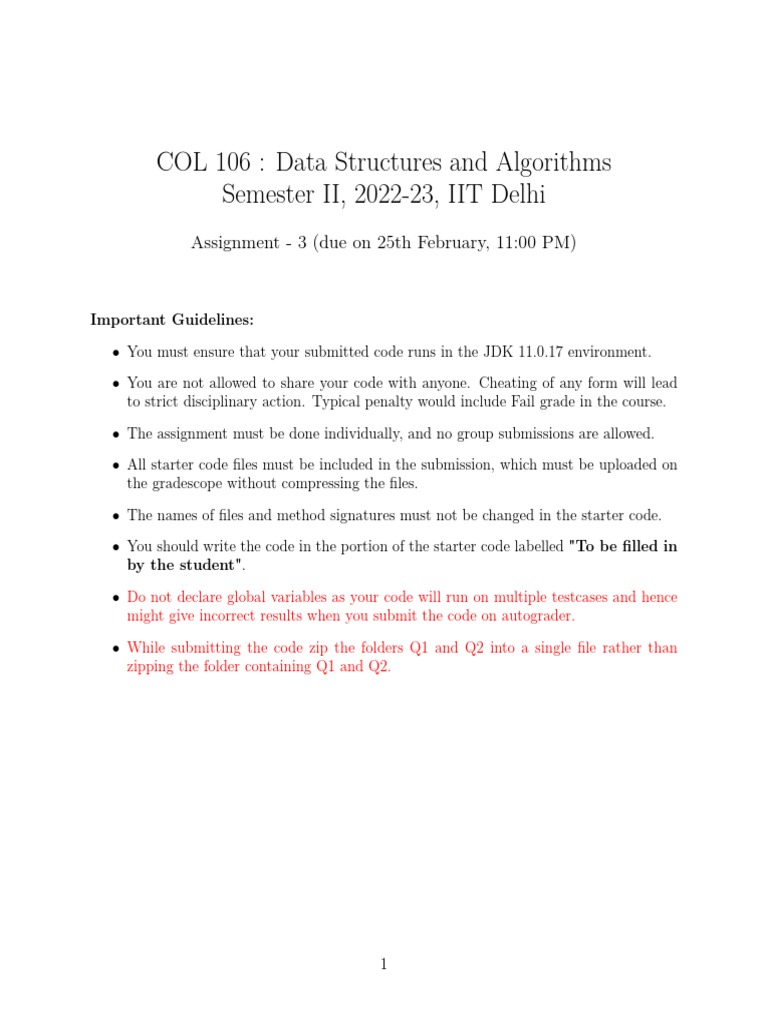 COL106 Assignment3 PDF | PDF | Mathematical Logic | Computer Programming