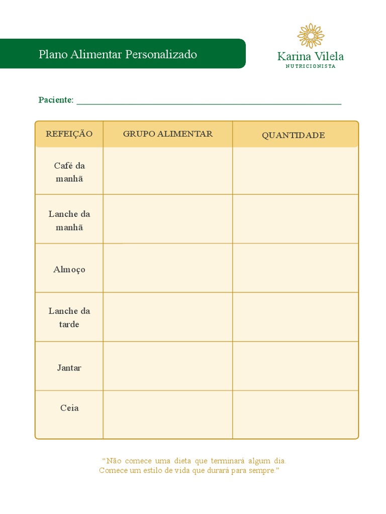 Plano Alimentar | PDF