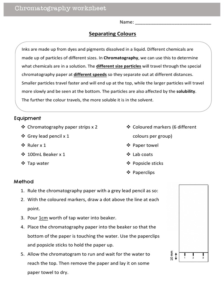 Chromatographyworksheet 1 | PDF | Chromatography | Solubility