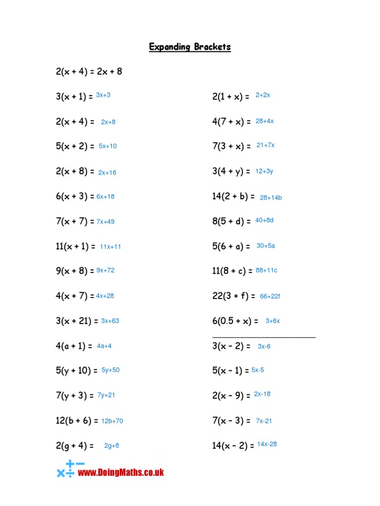 Expanding Single Brackets | PDF