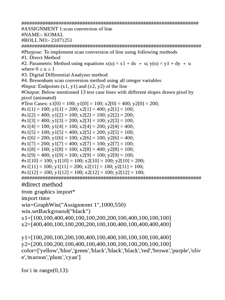 Line ASSIGNMENT | PDF | Graphics | Computer Graphics