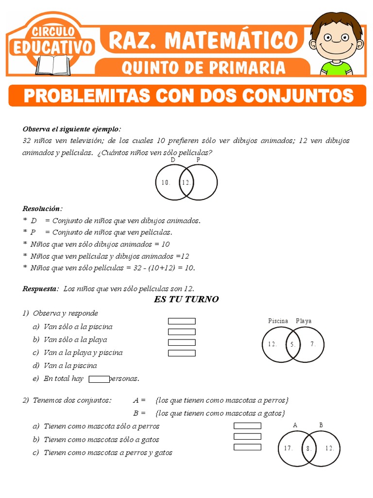 Problemas Con Dos Conjuntos para Quinto de Primaria | PDF