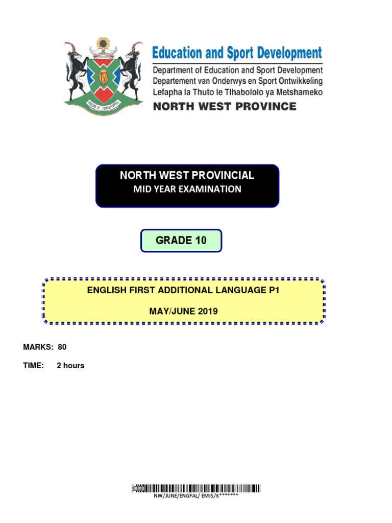 English GR 10 FAL Paper 1 - PDF | PDF